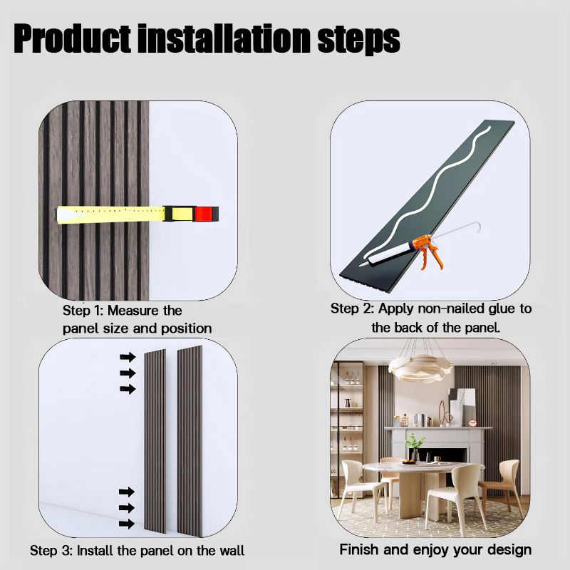 PVC Wood Wall Panel - Waterproof Grille Design Ecological Board for TV ...