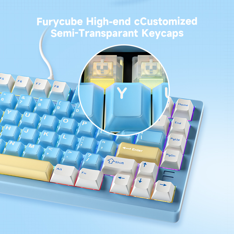 FURYCUBE F75 Keycaps PBT 120+ Keys Mechanical Keyboard Translucent OEM ...