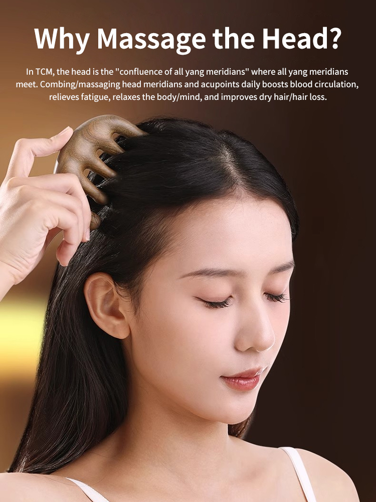 AIODIY Five Finger Massage Comb Universal Meridian Acupoint Head Neck Anti Hair Loss Gua Sha ...
