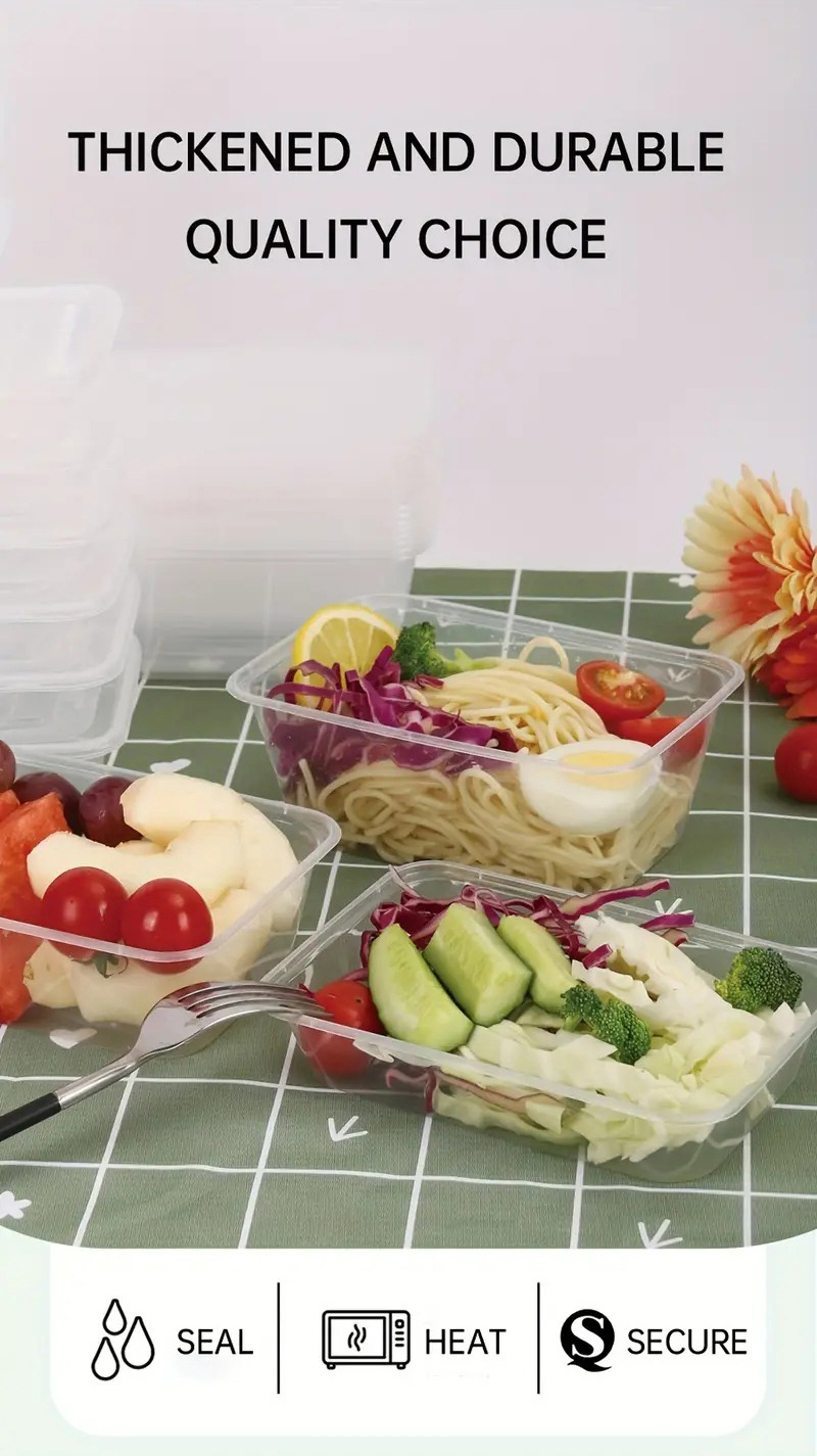 50/100pcs Disposable Square Plastic Container 500/650/750/1000ml ...