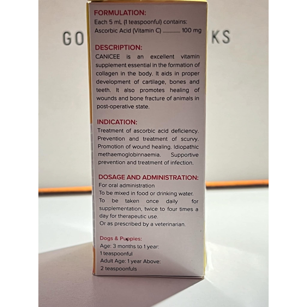 CANICEE Vitamin-C Immune Booster 60ml Ascorbic Acid Pets Carchimillican ...