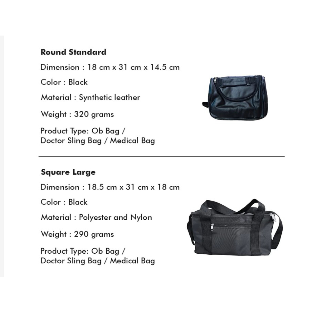 Doctor's Bag / OB Bag / Medical Sling Bag (Black Leather) | Portable ...