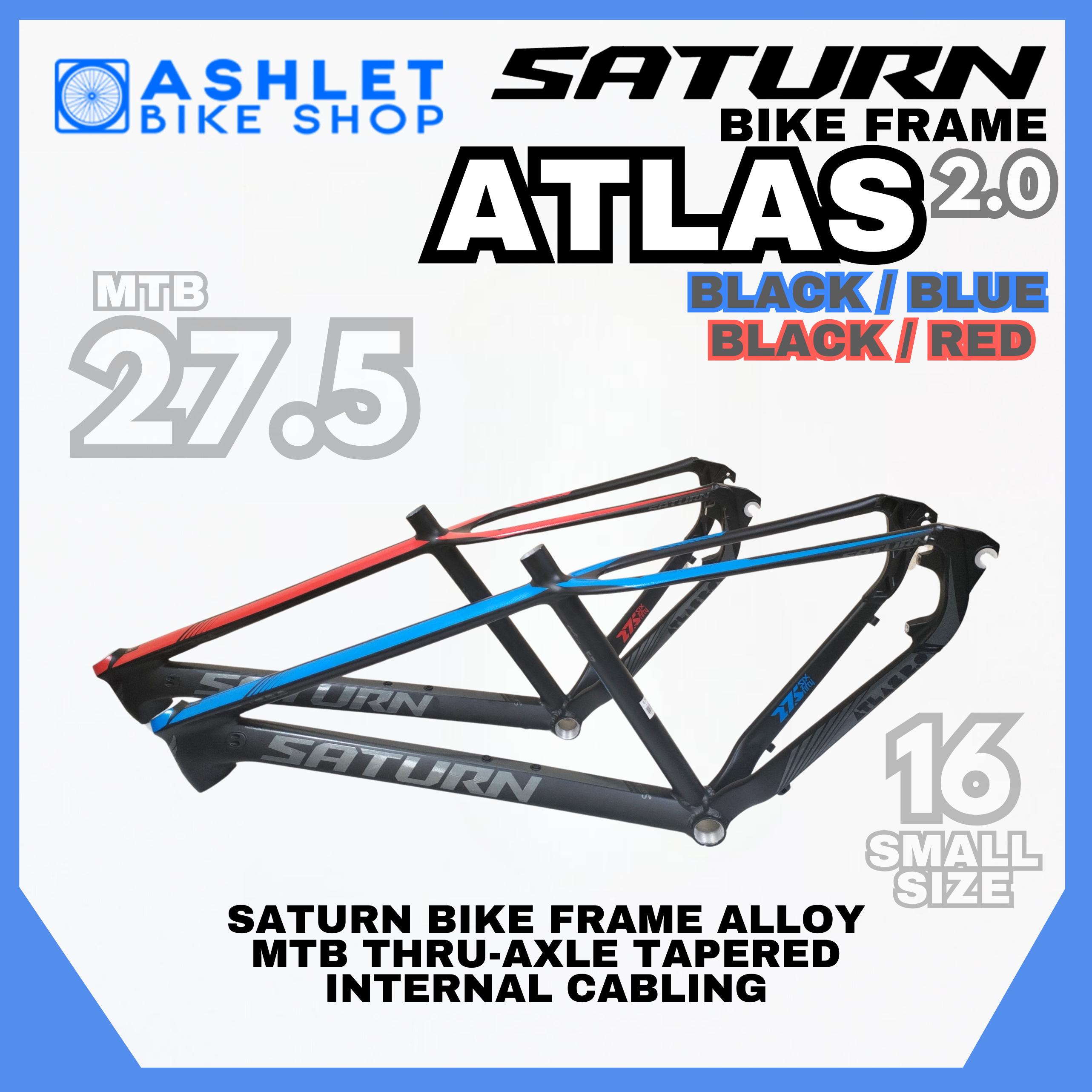 SATURN ATLAS 2.0 MTB Bike Frame 27.5" Alloy Small Size Tapered Internal ...