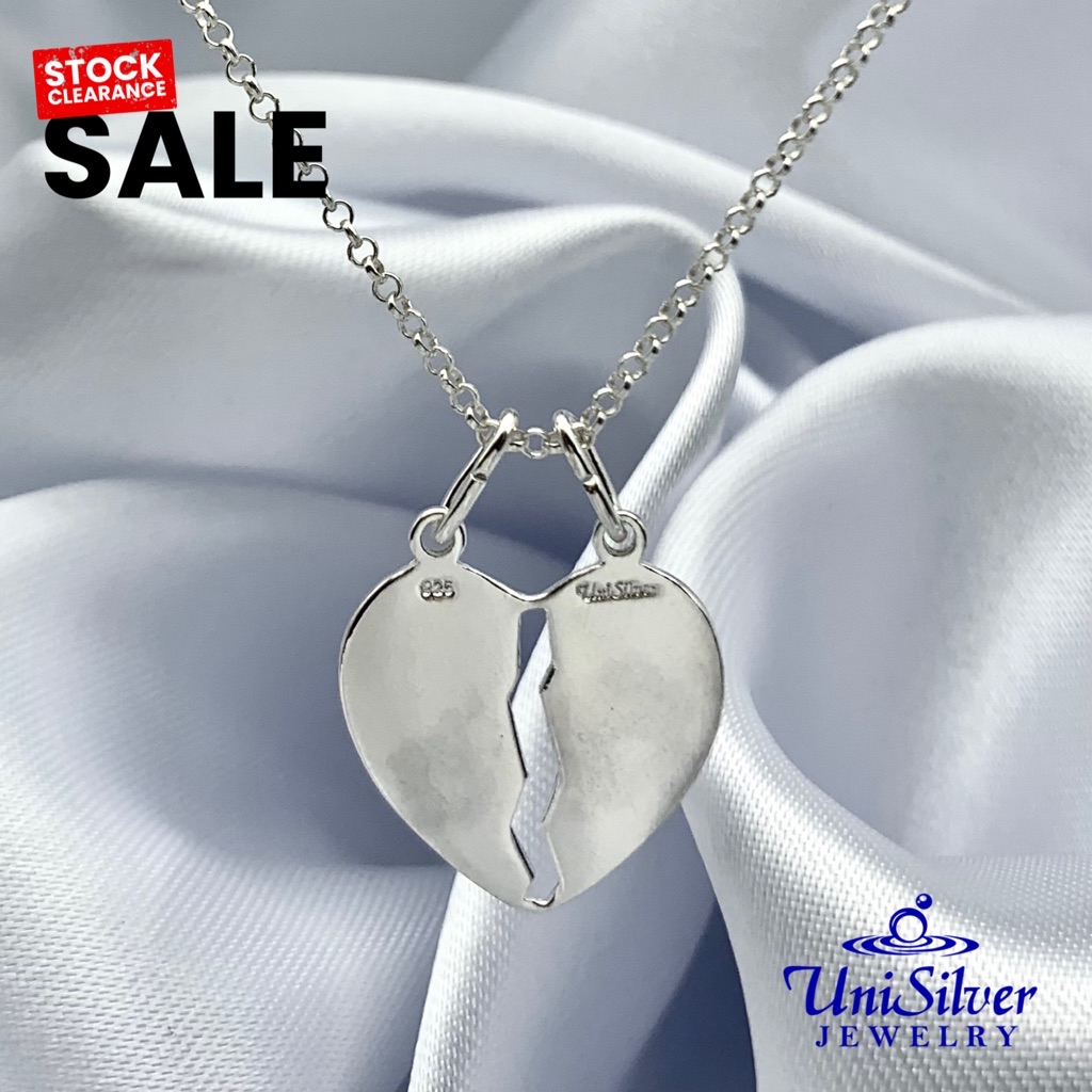 SALE!!! Unisilver 925 Sterling Couple Half Heart Pendant Chain Not ...