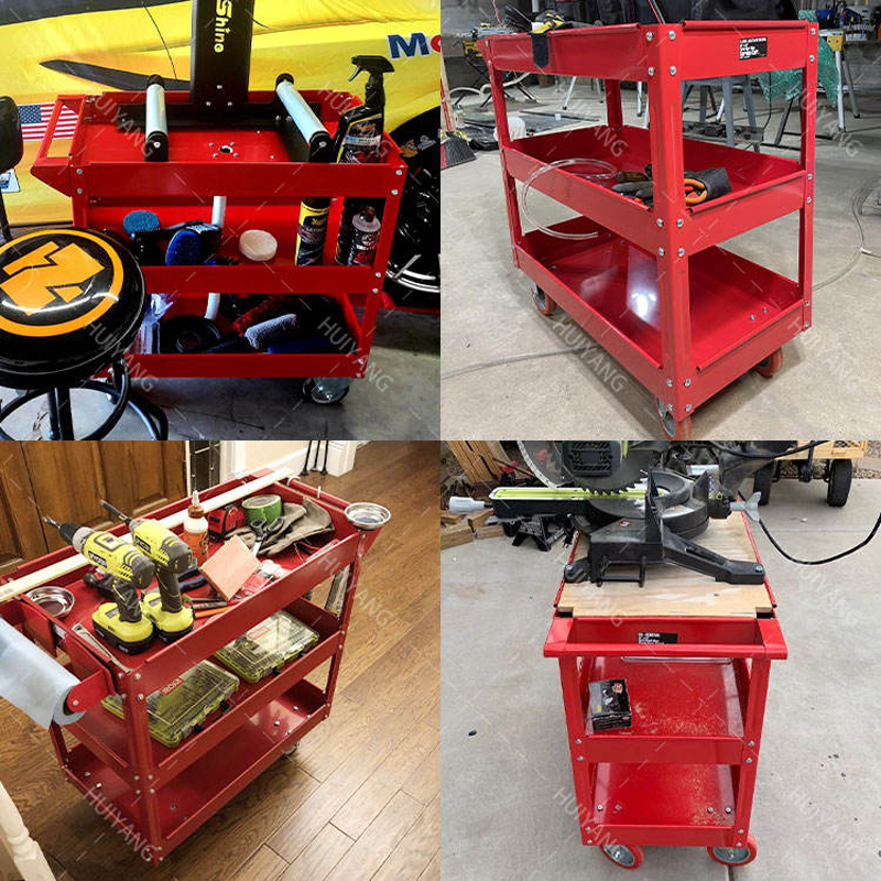 3 Layer Trolley Hand Push Tool Cart Heavy Machinery Workshop ...