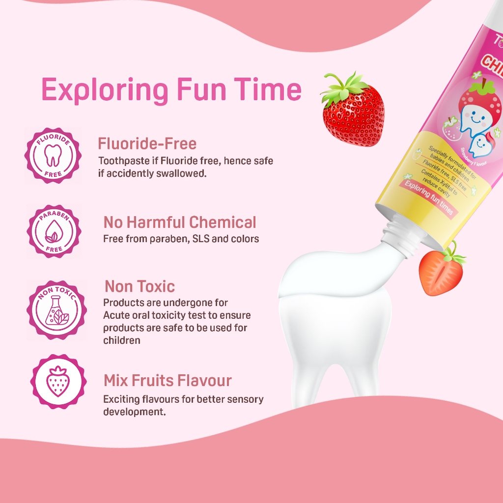 Pigeon New Toothpaste Strawberry - Anti Cavity, Safe to Swallow, SLS ...