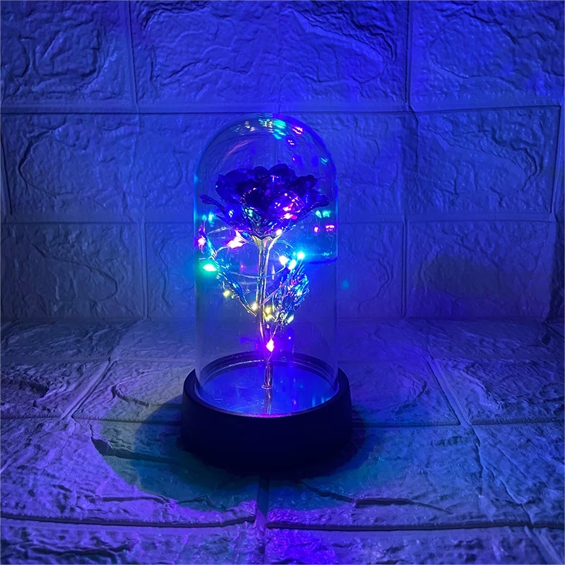 Mini Led Light Rose Artificial in Glass Dome Galaxy Rose Design as ...