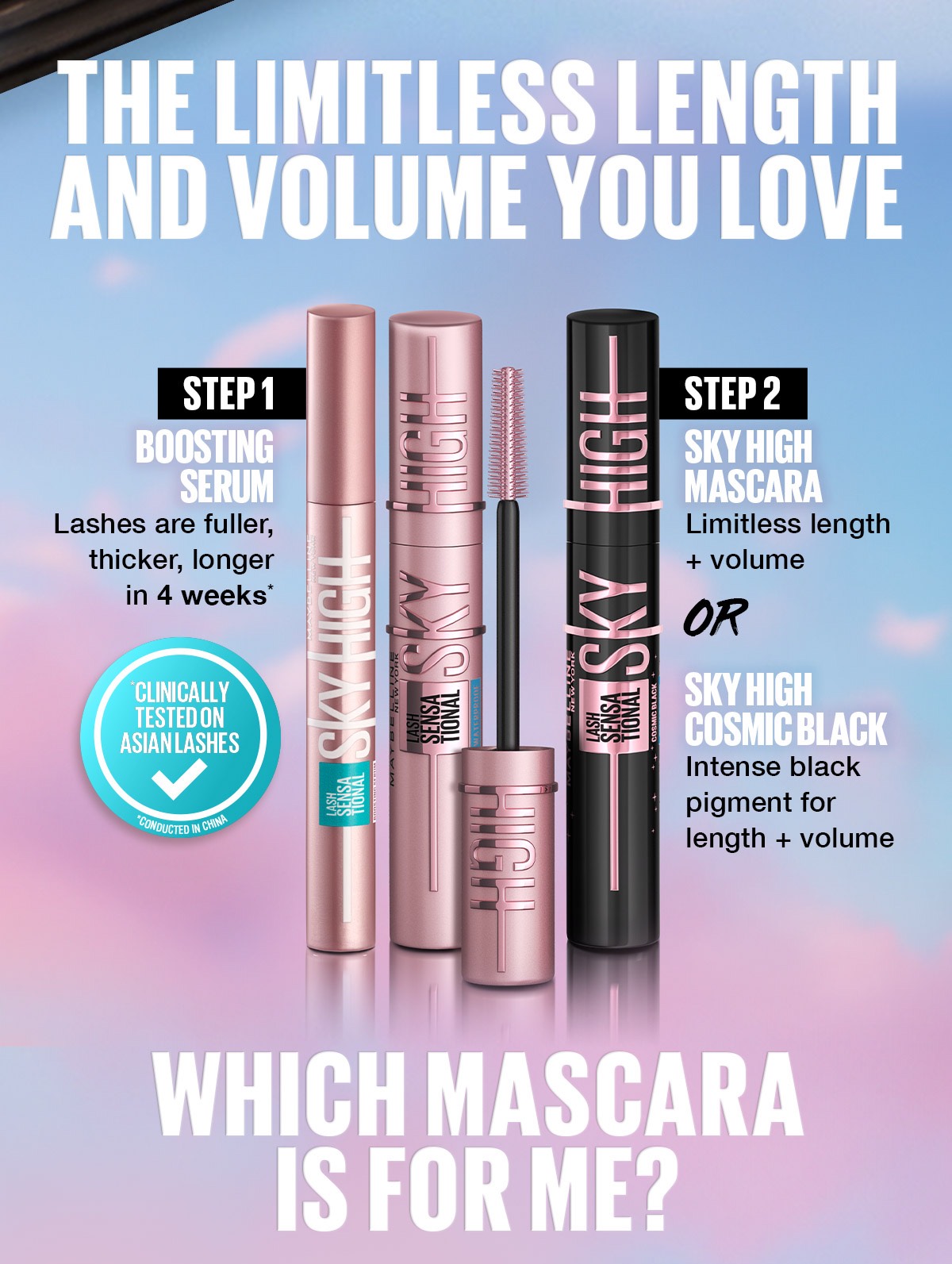 Maybelline Holiday Set Sky High Mascara Lash Serum 24H Long-Lasting ...