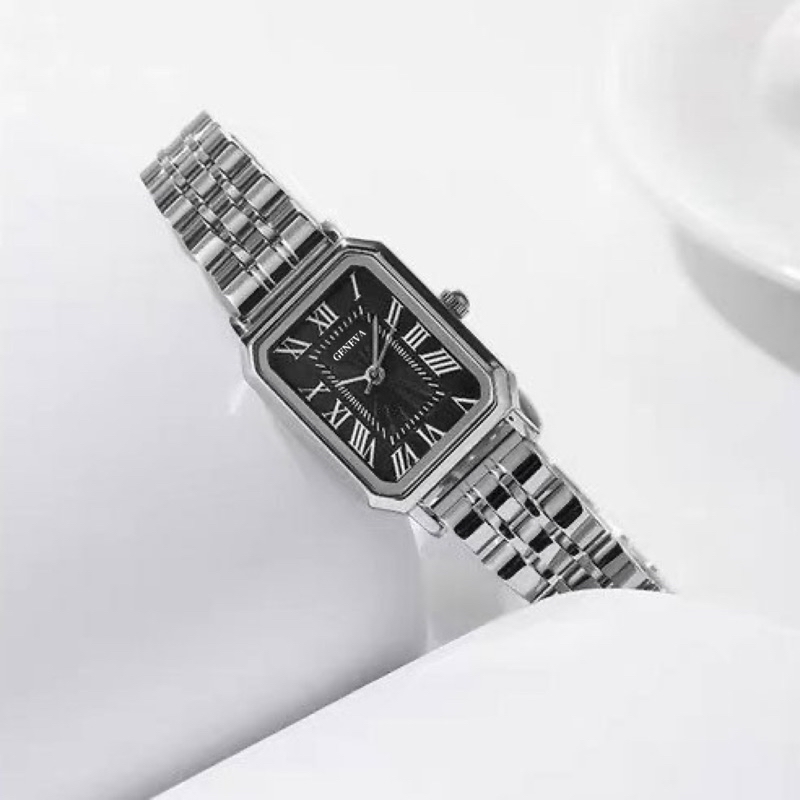 Relo Geneva Women's Watch Korean retro style small square Stainless ...