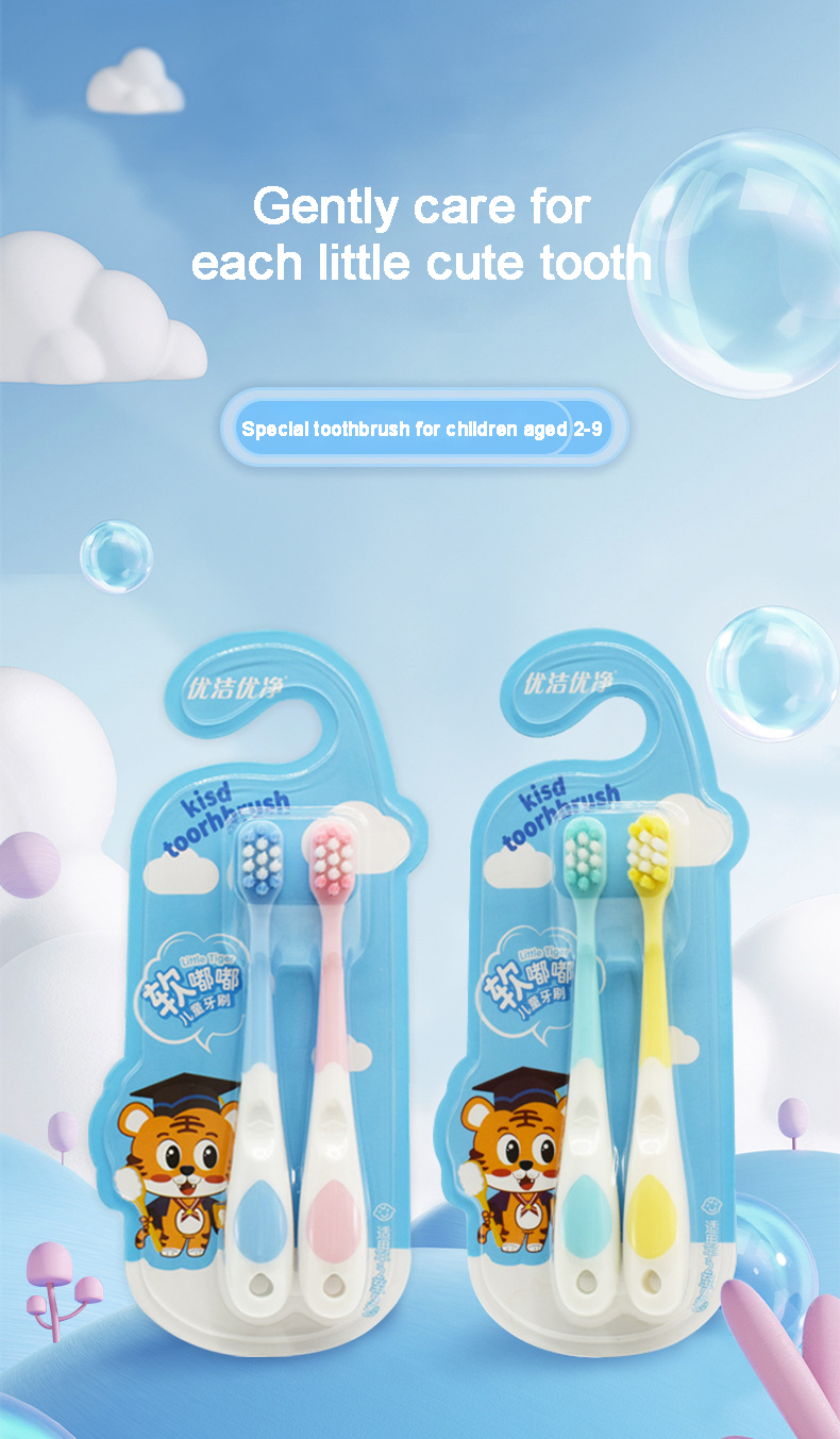 Double pack of children's toothbrushes soft bristle toothbrushes infant ...