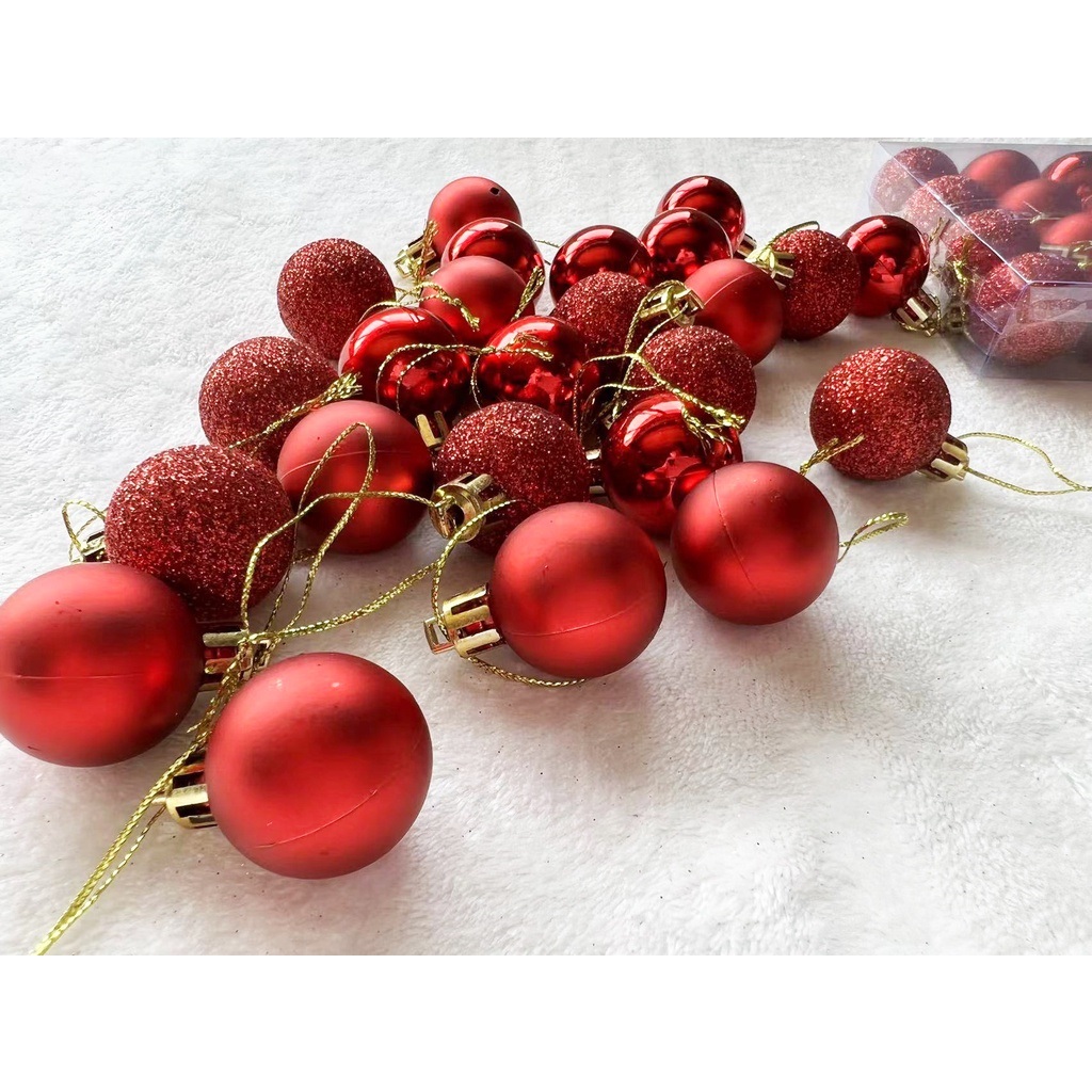 24PCS Christmas Tree Balls 3 Styles XMAS Ornaments 3/4/6/8cm ...