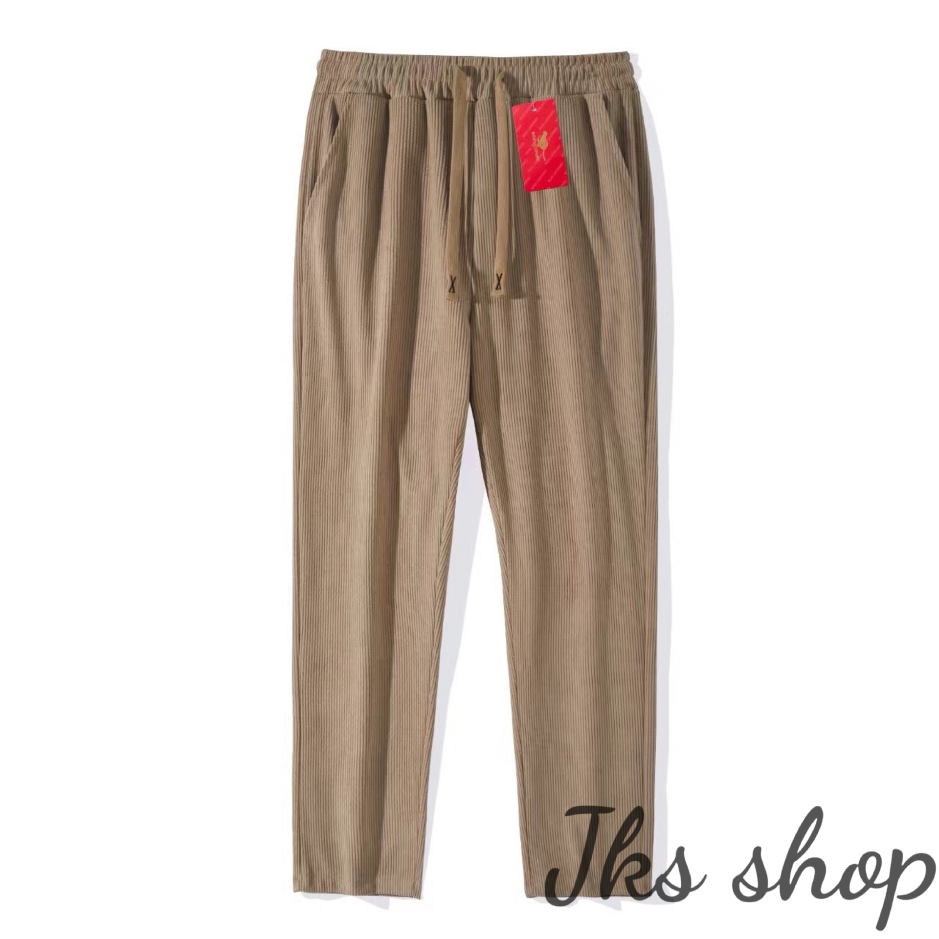 Corduroy Pants For Men Stripe Texture Korean Khaki Baggy Straight Cut ...