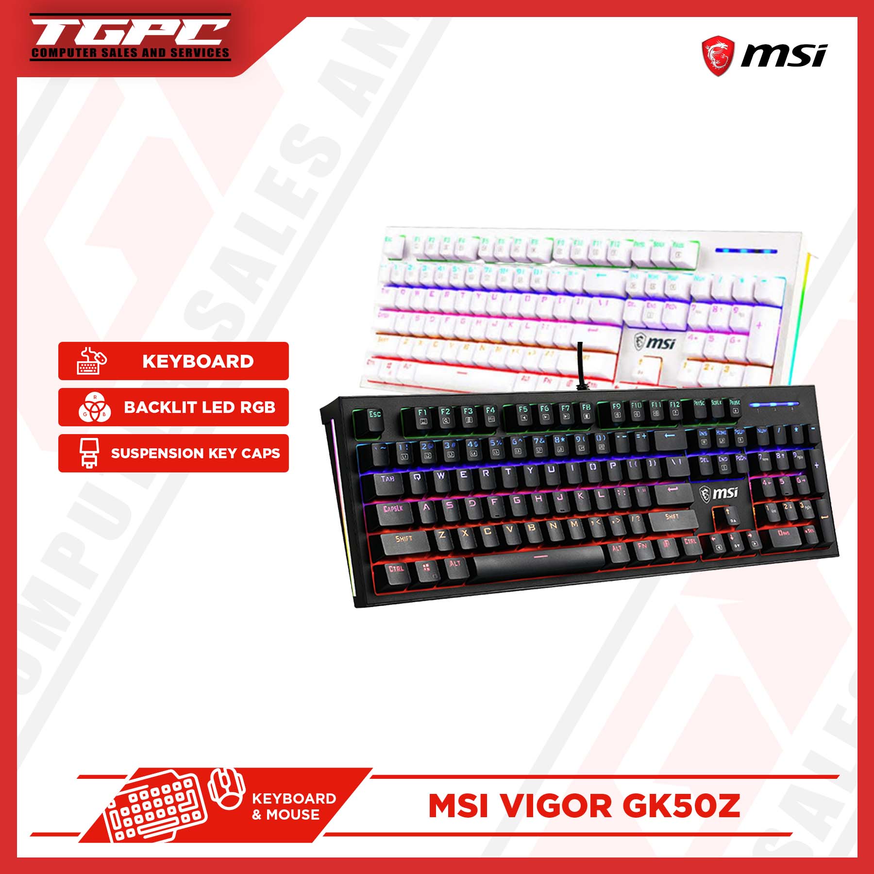 MSI VIGOR GK50Z & VIGOR GK50Z V2 Gaming Mechanical Keyboard RGB Light (Color Black | White ...