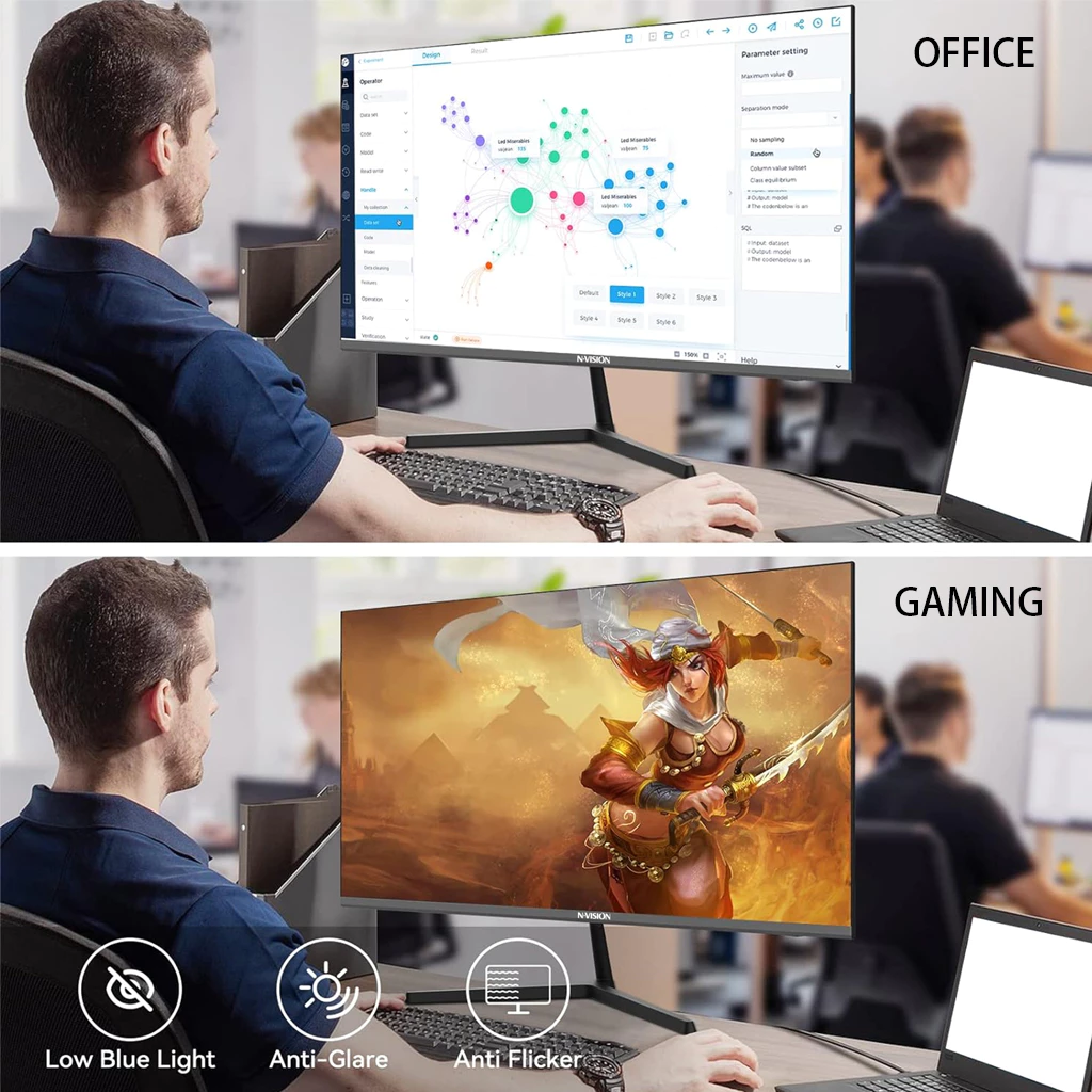 Nvision N2455-PRO 24 Inch IPS Monitor 100Hz Frameless Flat FHD Gaming ...