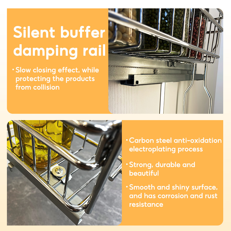 Kitchen Organizer Condiments Spice Rack Pull Out Basket 2 Layer Cabinet ...