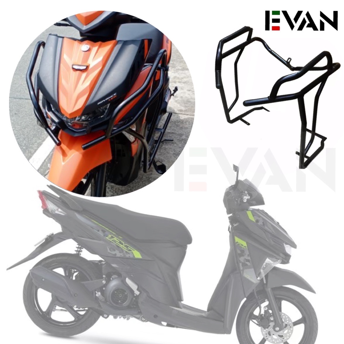 EVAN.PH Mio Soul i125 V1 Full Armor Crash Guard Stainless Steel CNC ...