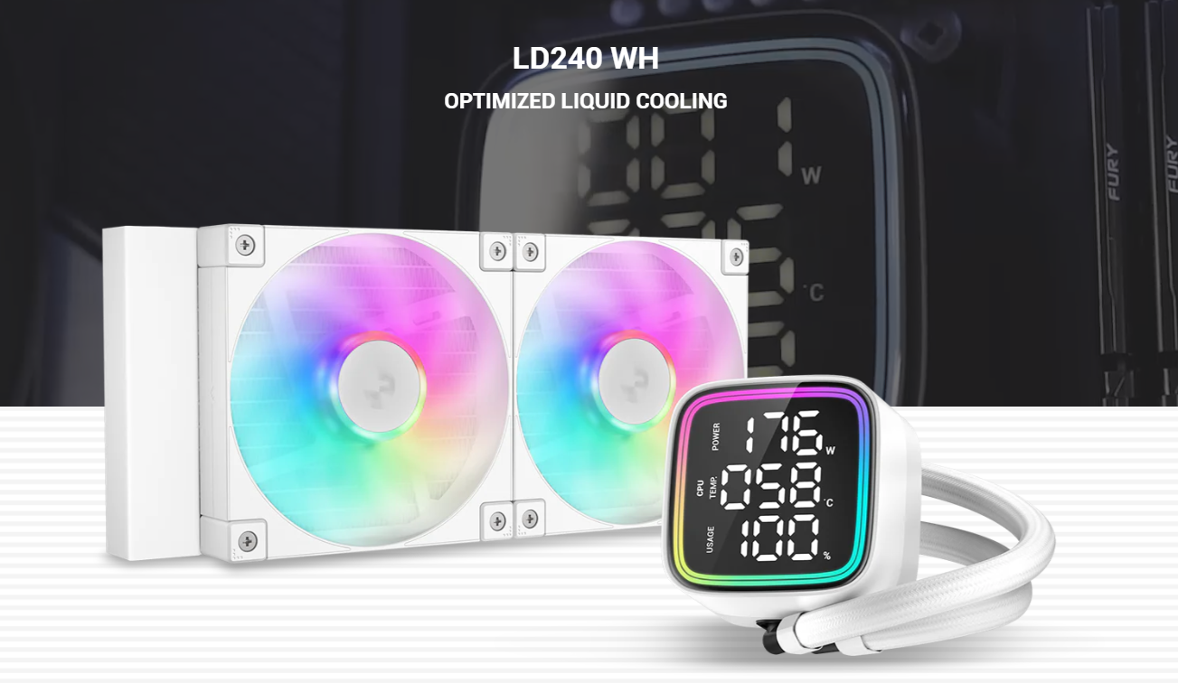 Deepcool CPU Cooler Fan AIO Liquid Cooler LD240 WH White Hydro Bearing (R-LD240-WHDMMN-G-1 ...
