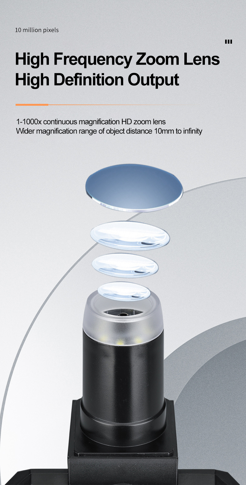 10MP 1-1000X Digital Microscope 5.5 Inch LCD Display Magnification ...