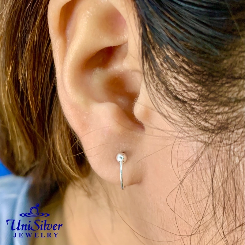 Unisilver 925 Sterling Silver 11MM Hoop Earring With Ball (LE472-2001 ...