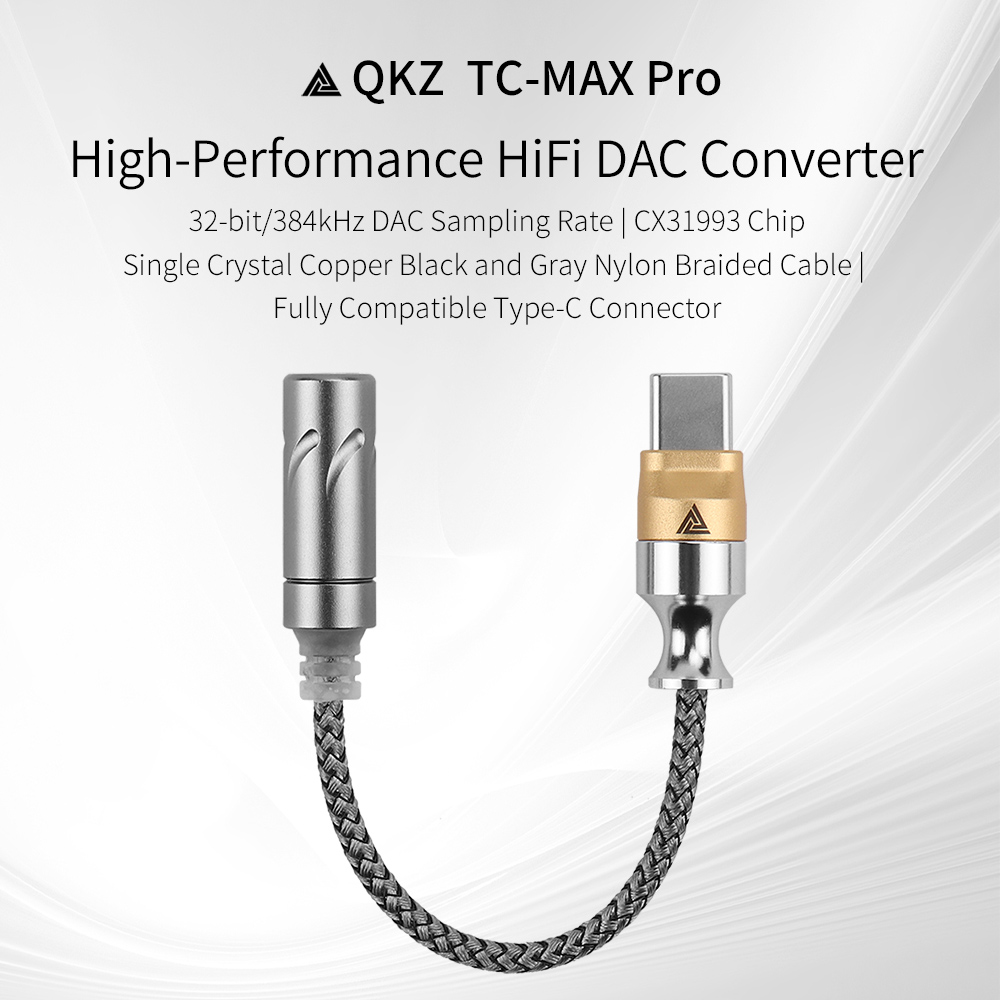 QKZ TC MAX+TC MAX PRO Adapter To Earphone Audio Cable To Mobile Phone ...