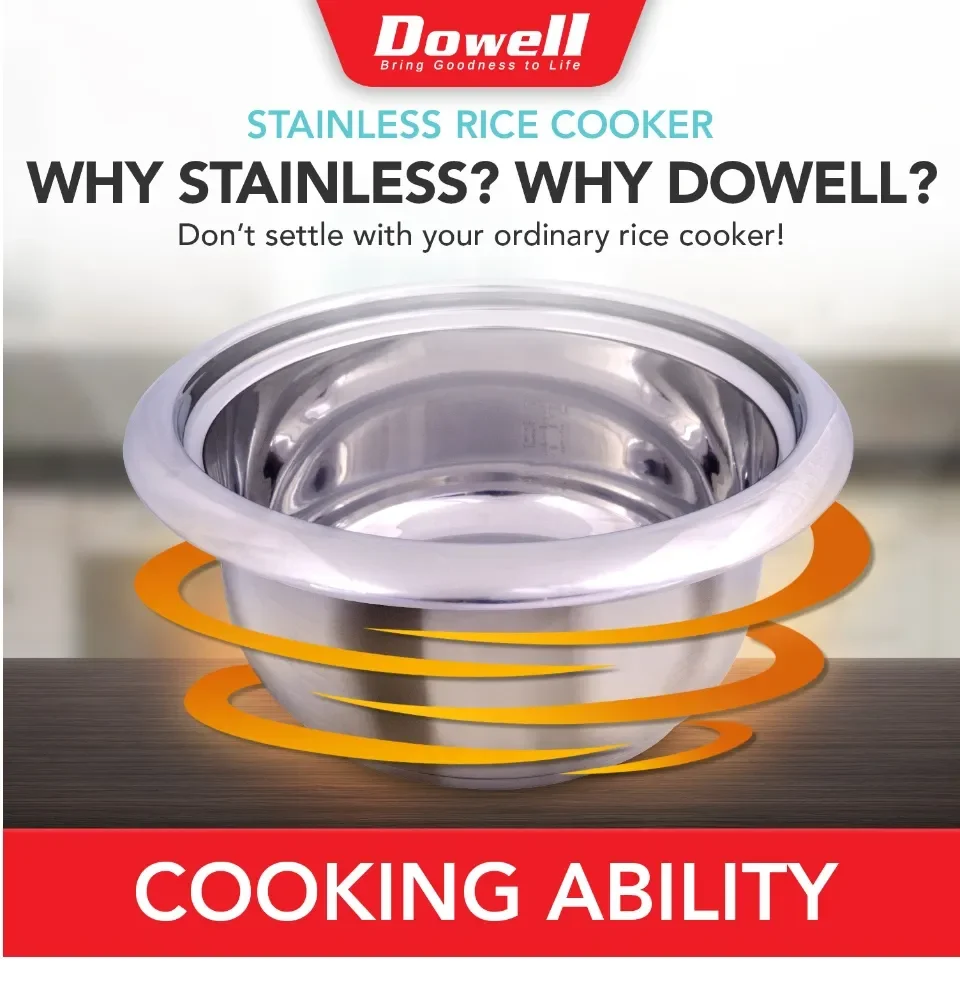 Dowell Stainless Rice Cooker with Steamer | Shopee Philippines