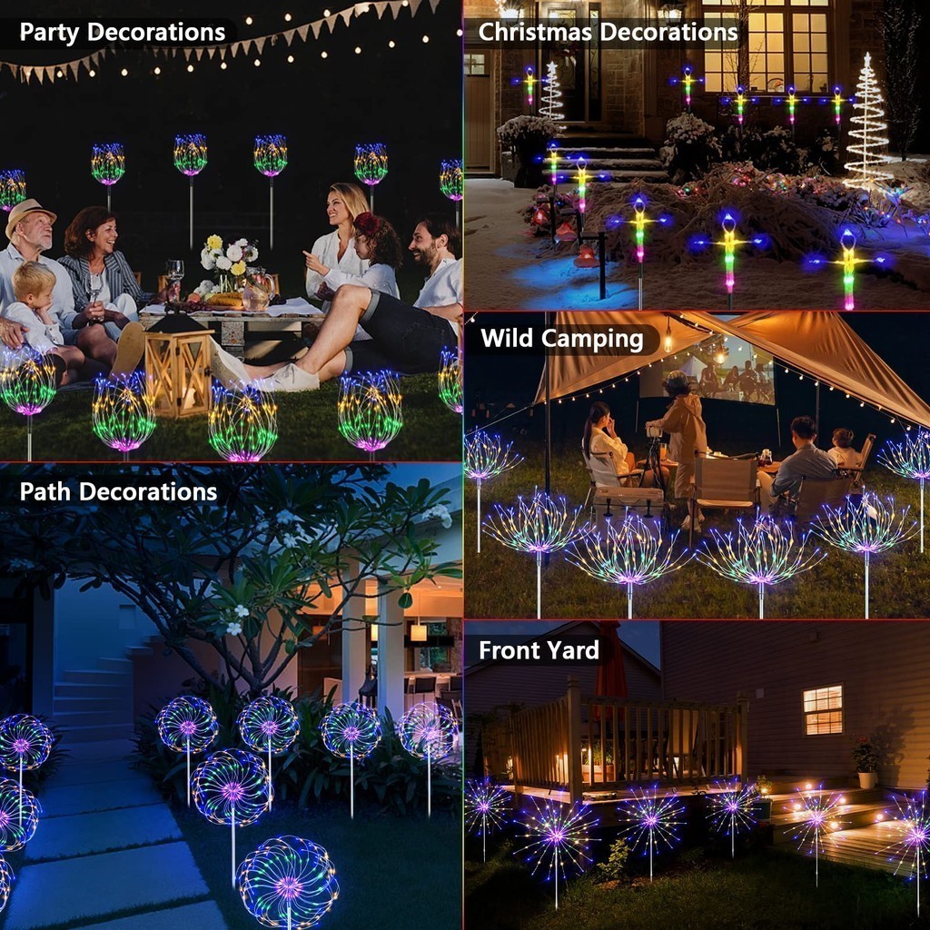 Gold Star Solar Fireworks Christmas Lights Outdoor Solar Firework Light ...