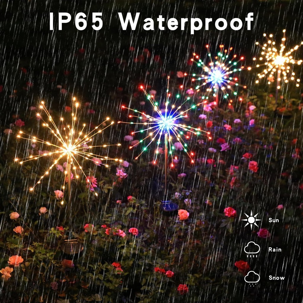 Gold Star Solar Fireworks Christmas Lights Outdoor Solar Firework Light ...