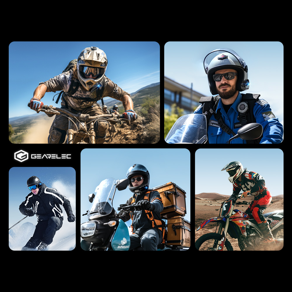 GEARELEC BT12 Motorcycle Helmet Bluetooth Headset Motorbike Wireless ...