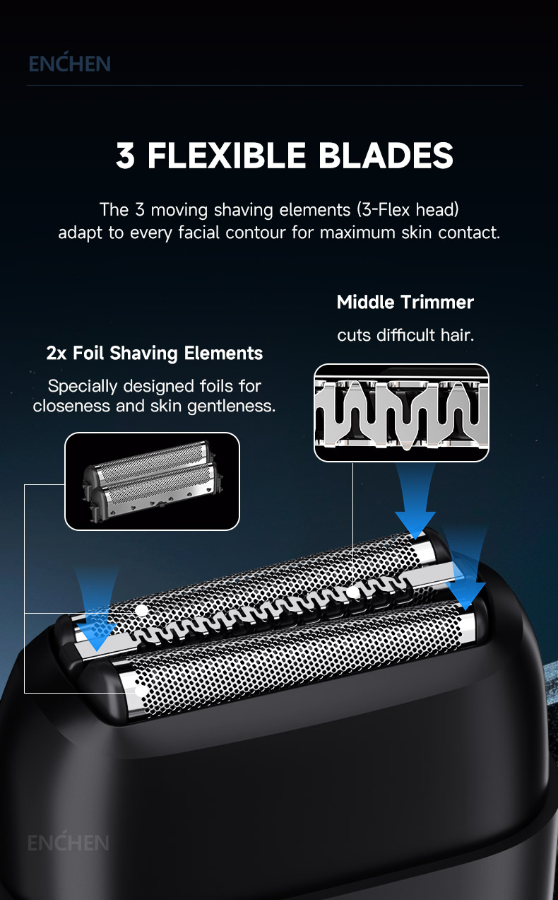 ENCHEN Mini Foil Shaver MS002 Compact Electric Razor With 3 Flexible ...
