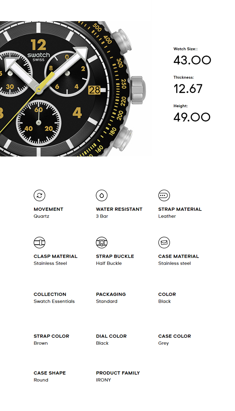 Swatch Irony Chrono Canyon Chaser YVS530 Brown Leather Strap Watch ...