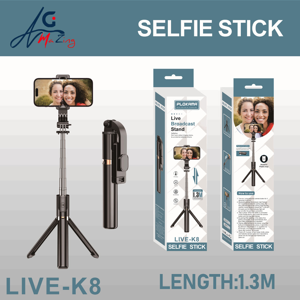 1.7 Meters Selfie Stick Long Extendable Wireless Monopod Tripod With ...