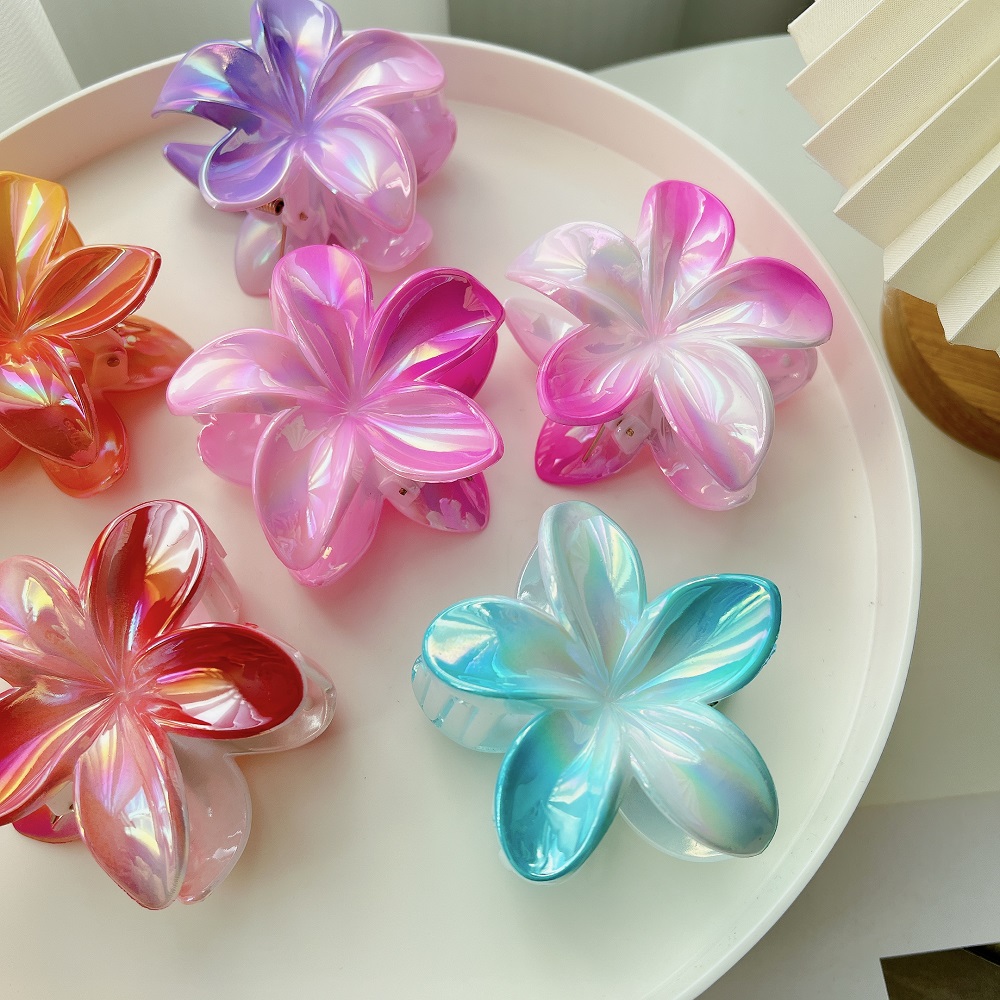 6Pcs/Set New Colorful Hawaiian Plumeria Flower Hair Clip for Women ...
