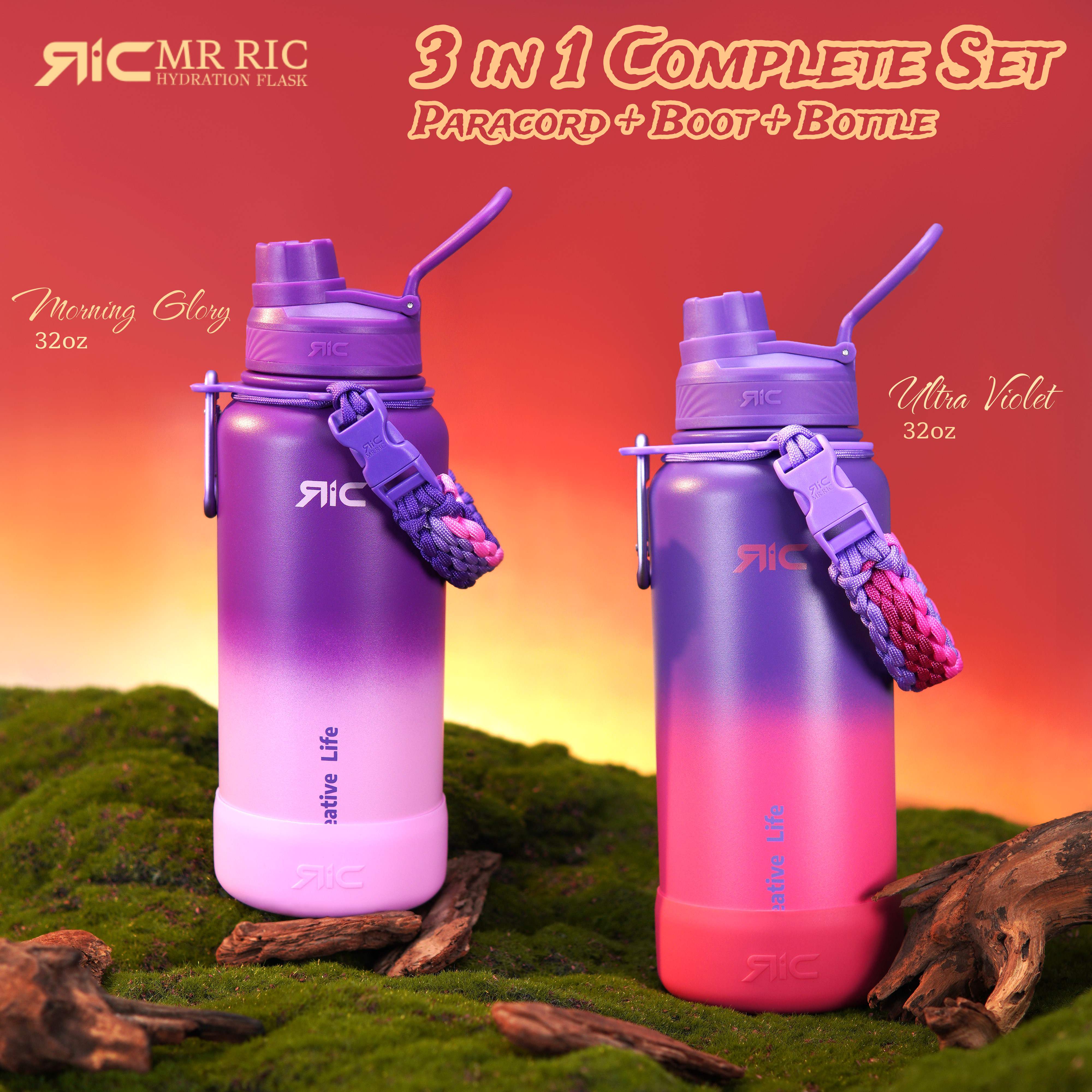 Mr Ric 3 in 1 Complete Set Paracord & Boot Vacuum Flask Water Bottle ...