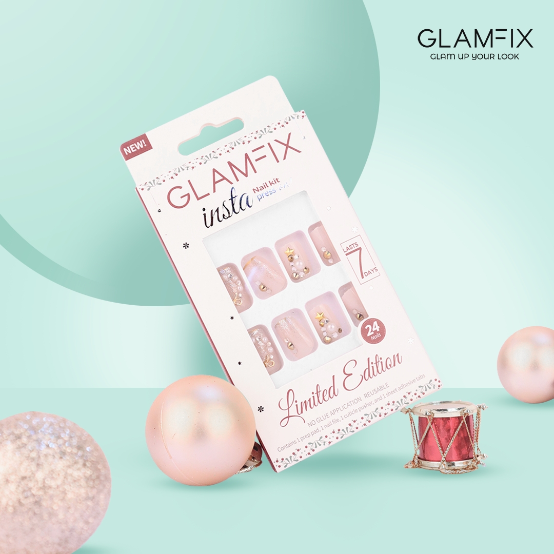 LIMITED EDITION | Glamfix Insta Press-On Nail Kit Holiday 01 | Shopee ...