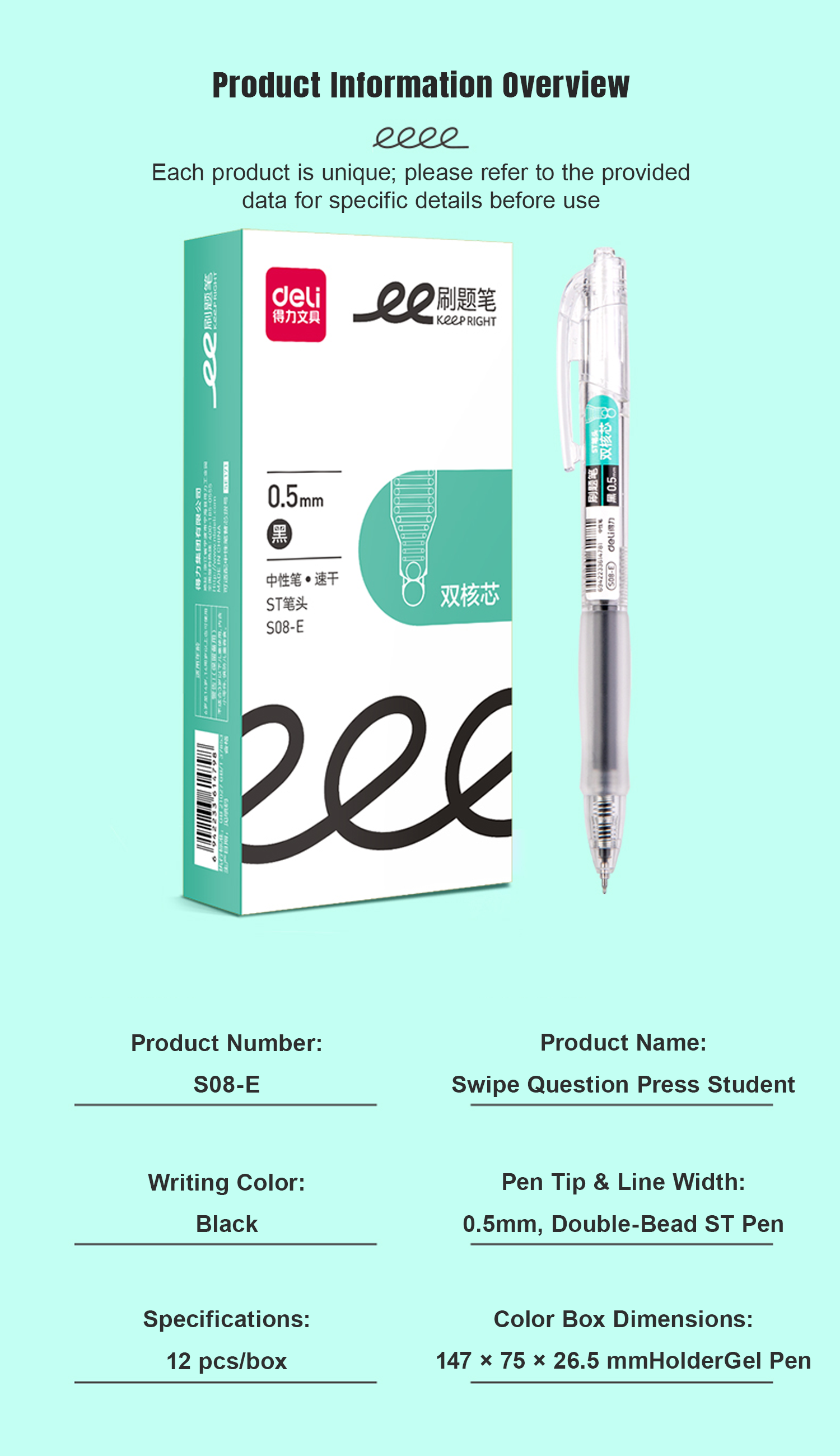 Deli S08-E Retractable Gel Pen 0.5mm 12pcs/box | Shopee Philippines