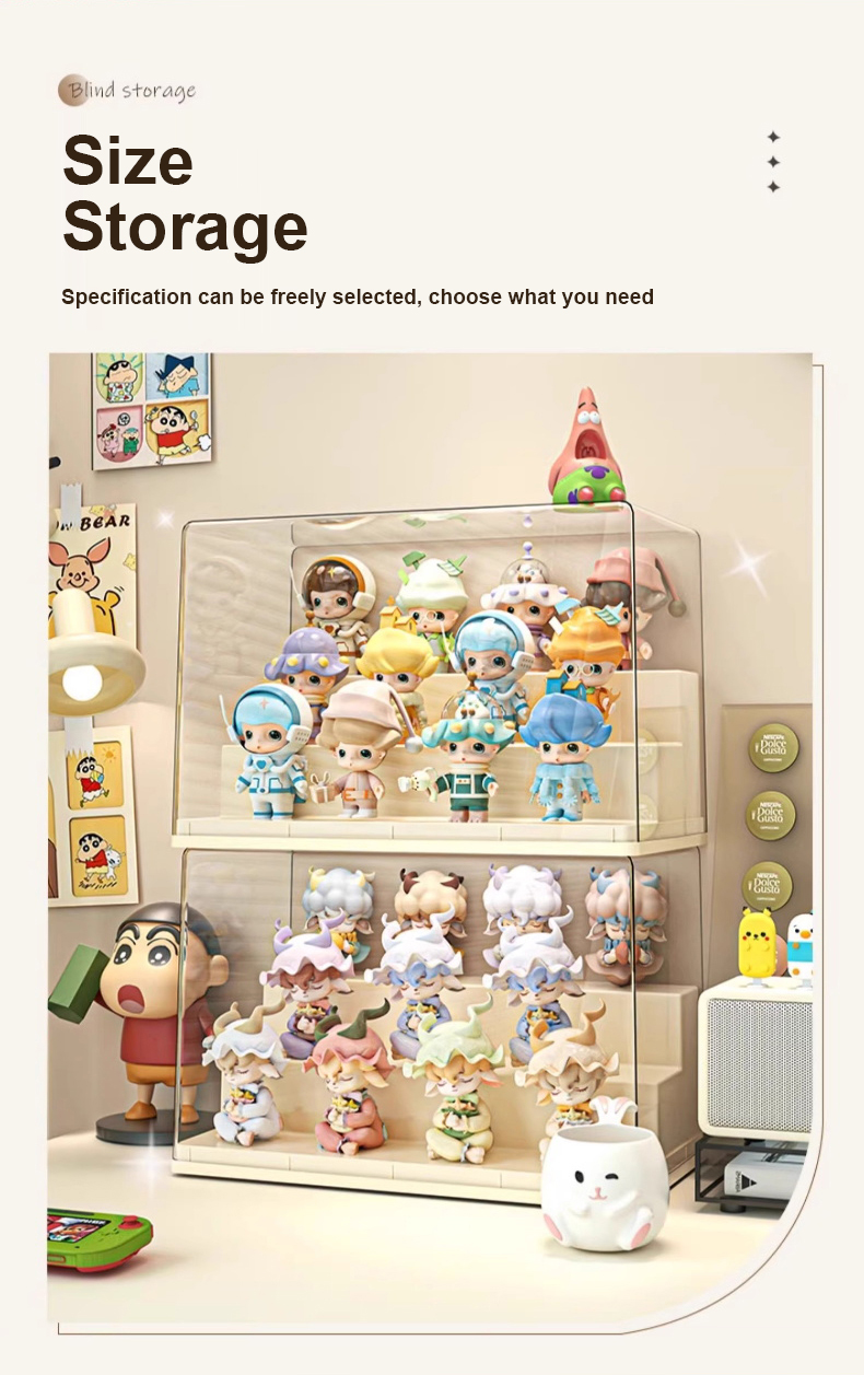 MC&HOME Acrylic Display Box 4 Layers Dust-Proof Storage Stackable ...