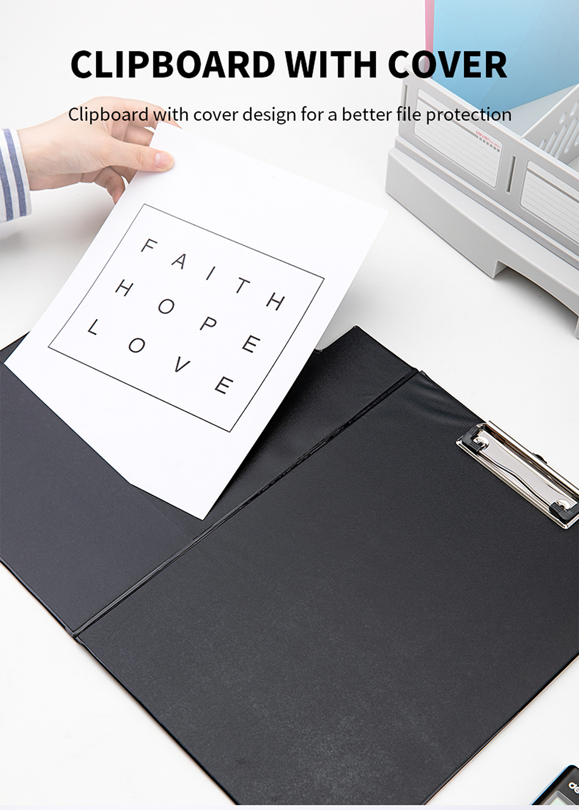 Deli 38154 File Organizer- A4 Clip Board with Cover (1PC) [752438154 ...