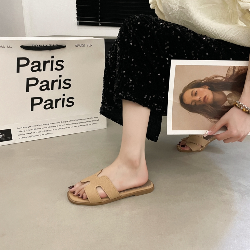 YOTO New Women's Flat Sandals Premium Square-Toe Leather Made Strap ...