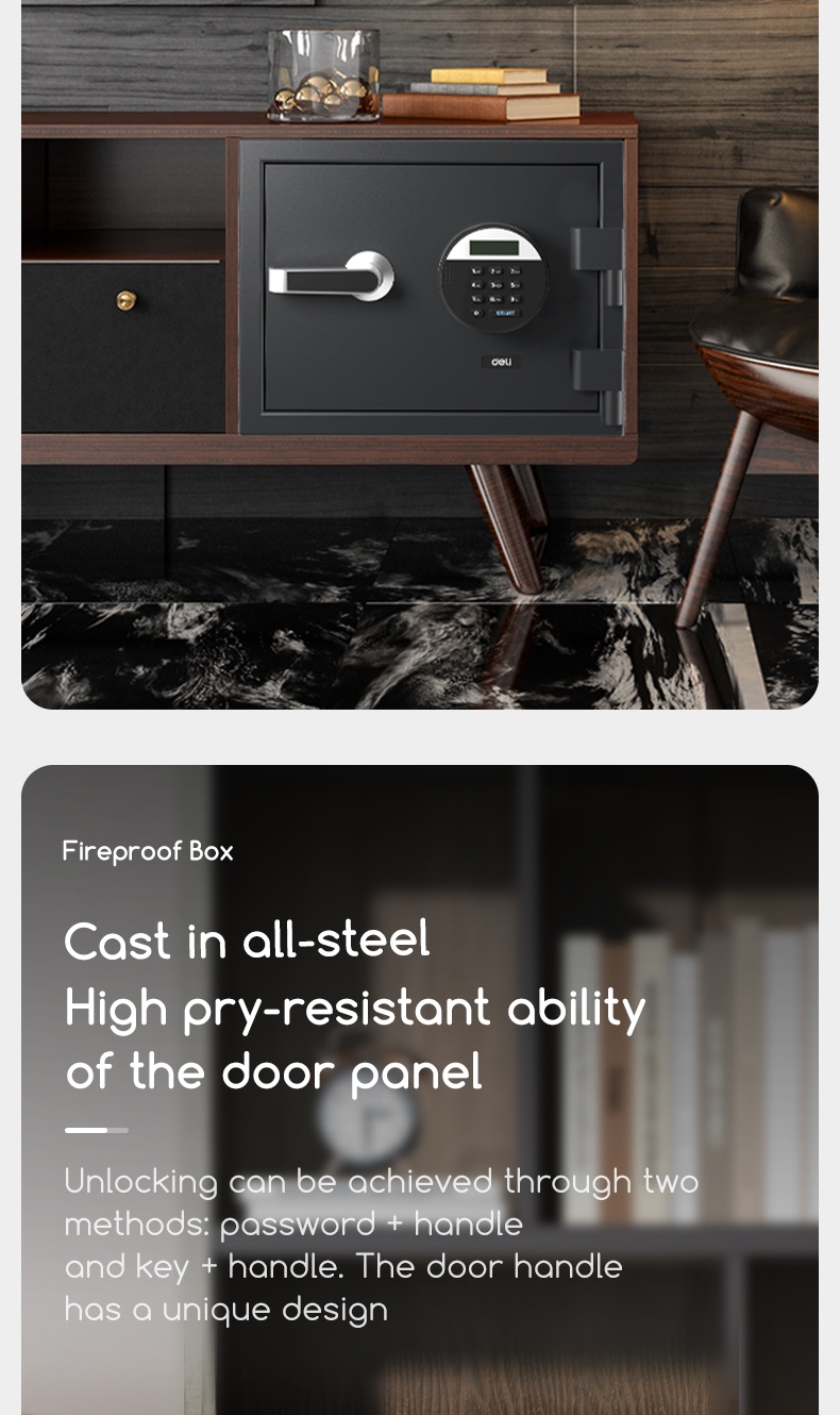 Deli Fireproof Safe Deposit Box Electronic Password Cash Box With Lock ...
