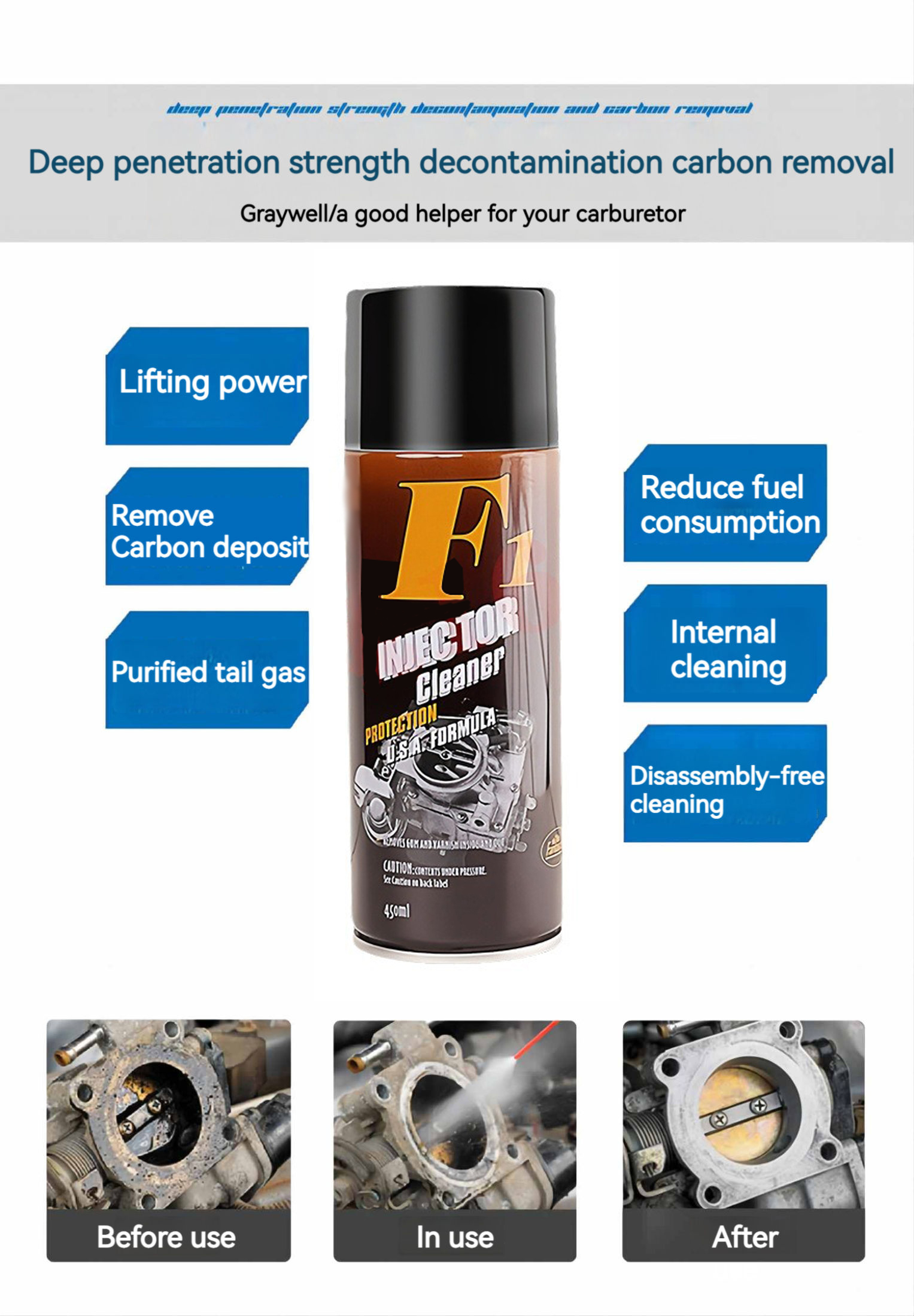 650ML Carburator Cleaner Fuel Engine cleaner Engine degreaser cleaner ...