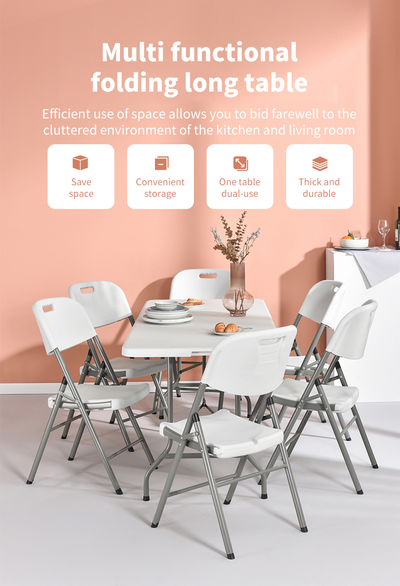 AIOIDY Folding Table Folding Chair 1.8M Outdoor Picnic Table Portable dining table Study Table ...