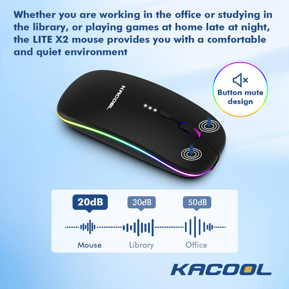 Kacool 2.4G Wireless Rechargeable Charging Mouse Ultra-Thin Silent ...