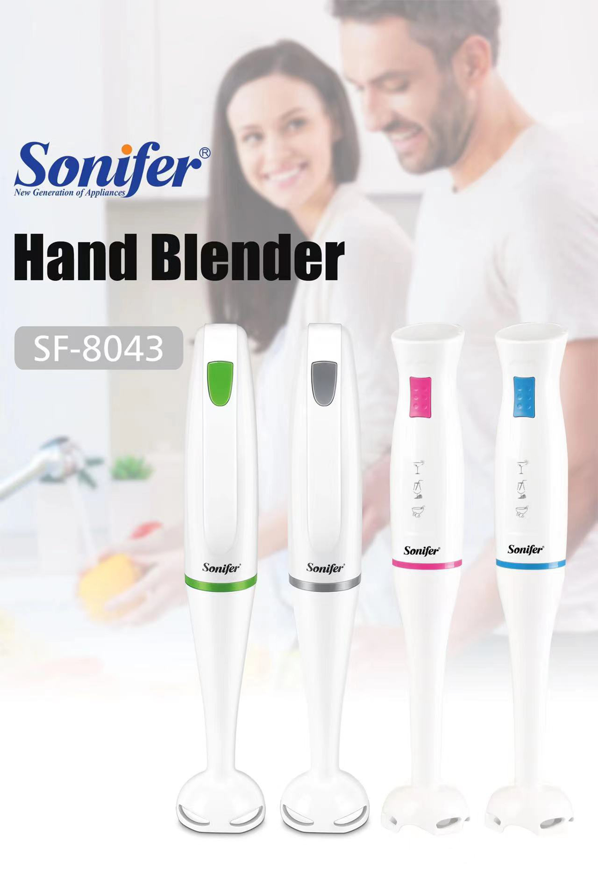 Sonifer Hand Blender powerful 200W Immersion type 304 stainless steel ...