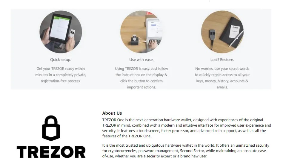 Itw | Trezor One Black Crypto Hardware Wallet - Most Trusted Cold ...