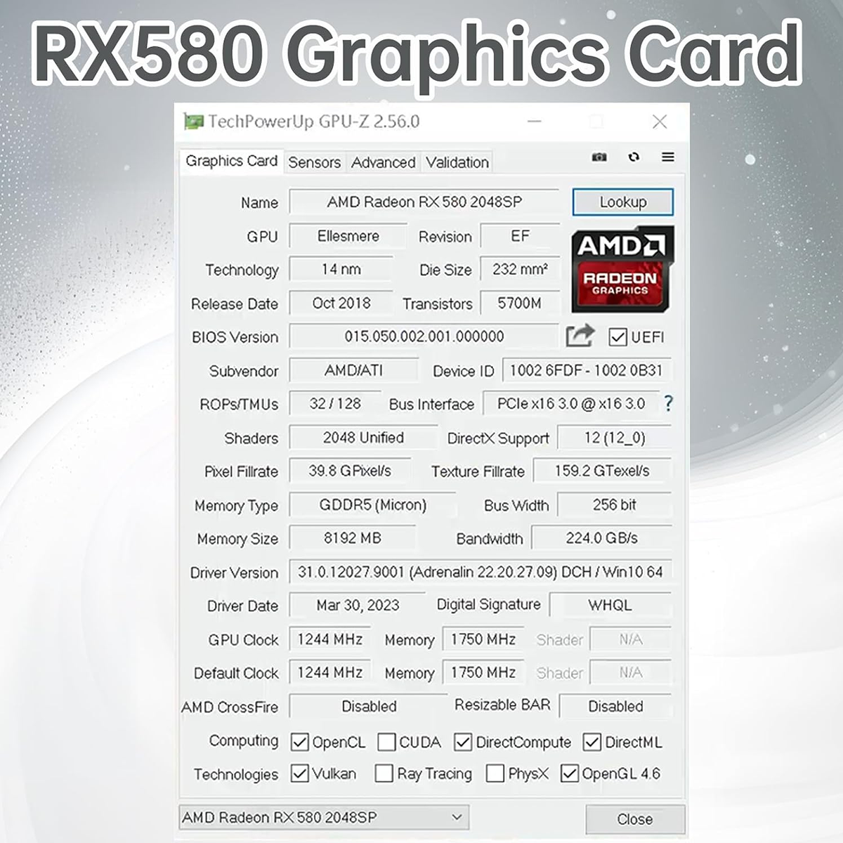 RAMSTA AMD RX550 4GB / RX580 8GB Graphics Card GDDR5 256Bit Computer ...