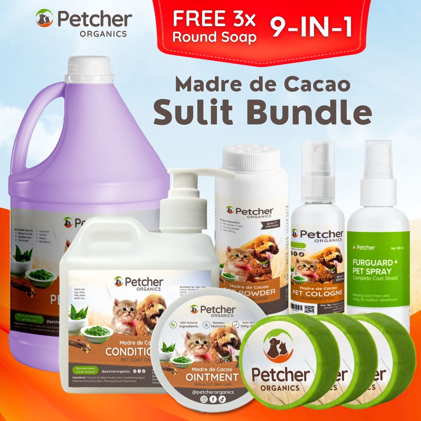 Petcher 9-in-1 Madre De Cacao Pet Shampoo and Hygiene Care Bundle for ...