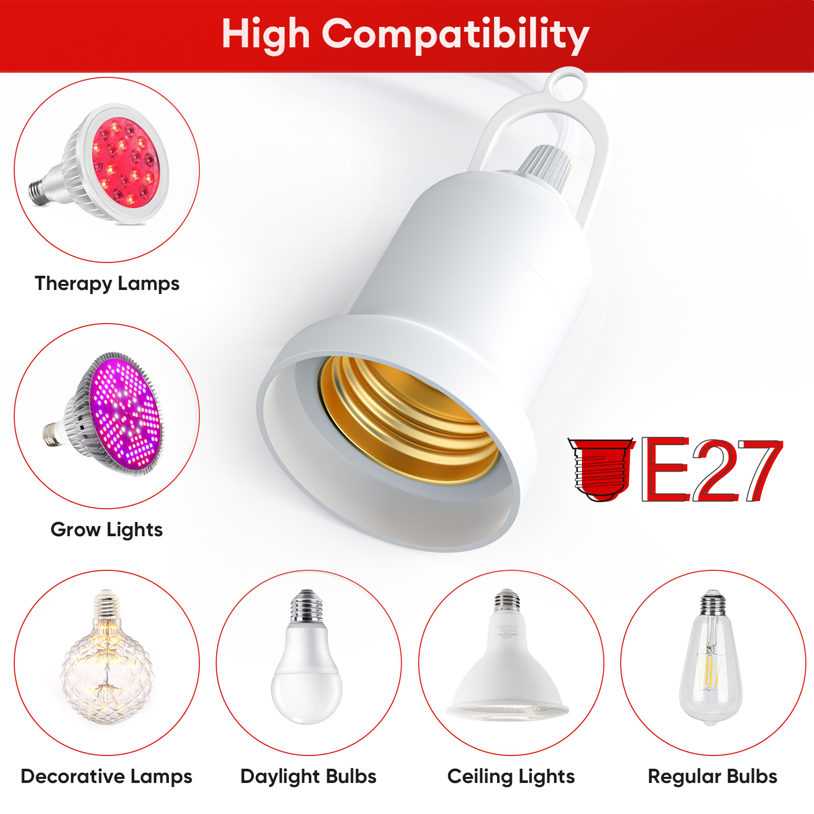 Mitsushi Lamp Bulb Holder With ON/OFF Switch E27 LED Light Bulb ...
