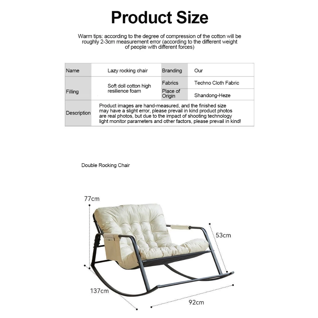 MC&HOME 90cm Rocking Chair Lazy Sofa Double Leisure Rocking Chair ...