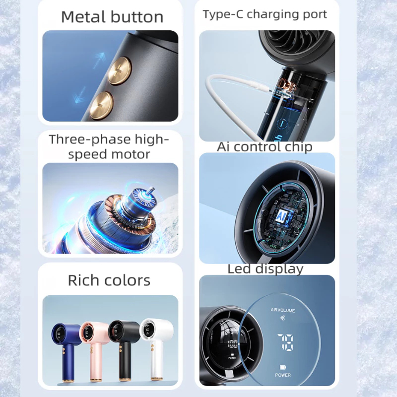 6000 mAh Portable Mini Fan Rechargeable N68 With Display 0-100 Wind ...