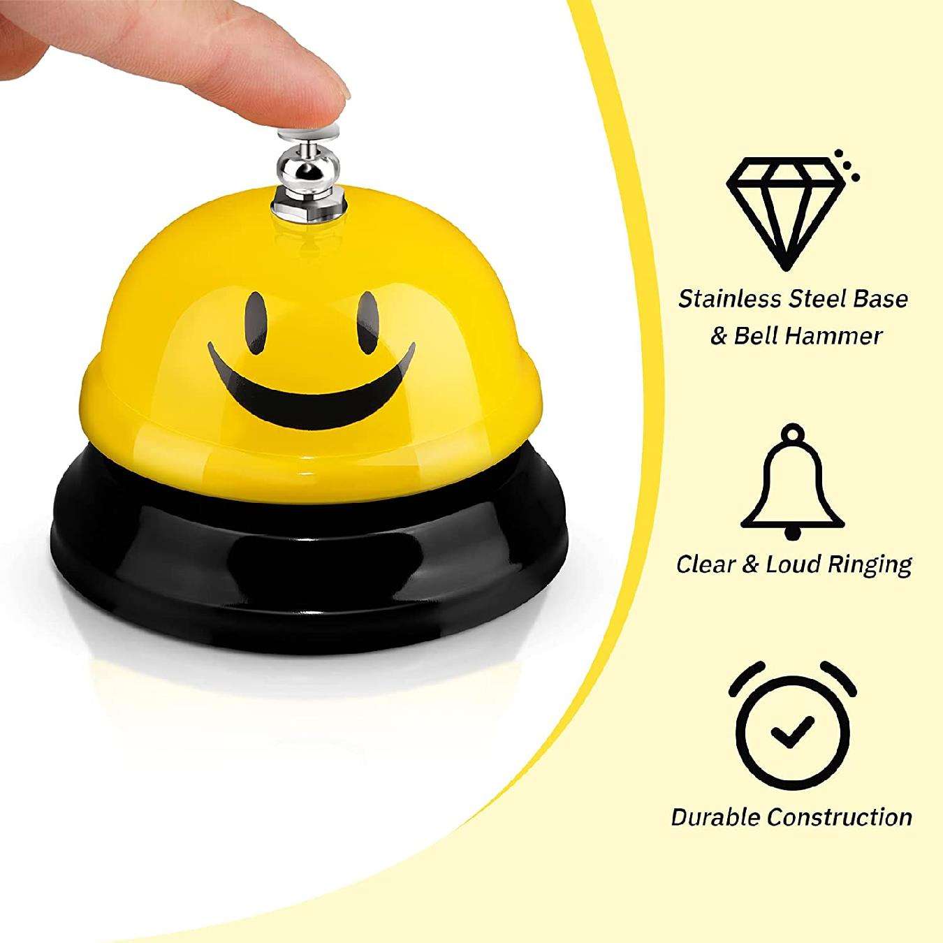 Call Bell Service Bell for Desk Smile Face Dinner Bell Metal Desk Bell ...